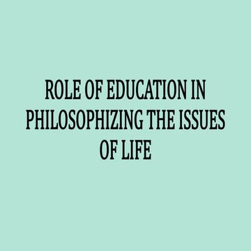 Philosophy and Education | PPT
