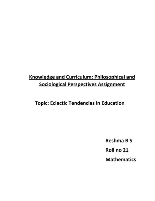 Philosophical and psychological foundations of curriculum | PDF