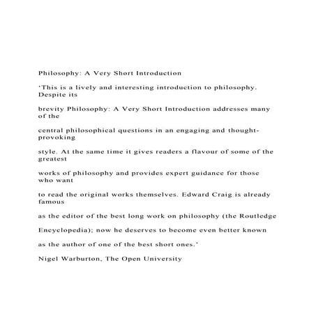Philosophy A Very Short Introduction‘This is a lively.docx