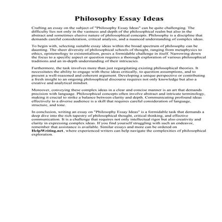Philosophy Essay Ideas | PDF