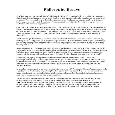 Philosophy Essays | PDF