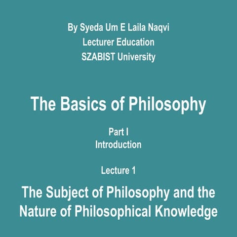 Philosophy Lecture 1 Bs. Psychology Semester 2 | PPTX
