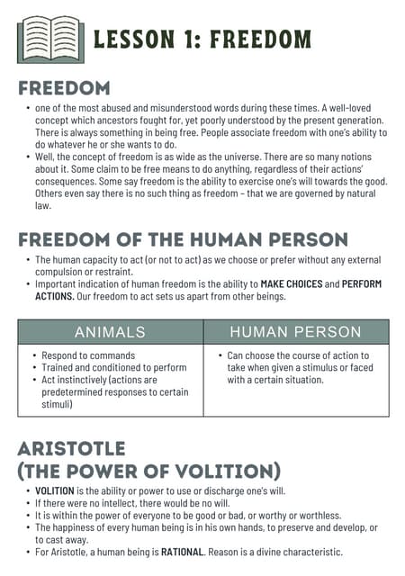 Freedom of the human person | PPTX