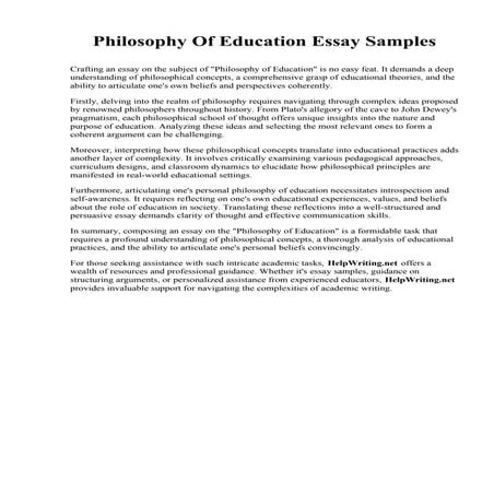 Philosophy Of Education Essay Samples.pdf | Education