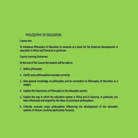 lECTURE NOTES ON PHILOSOPHY OF EDUCATION I.pptx