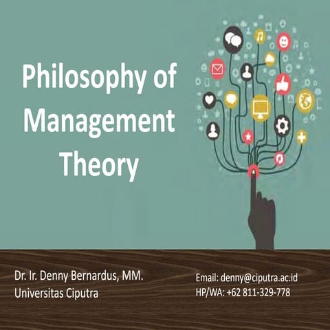 The philosophy of management today, The Philosophy of Management Today