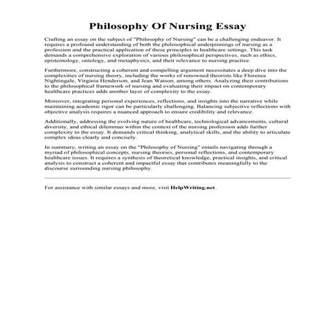 Philosophy Of Nursing Essay. How to write a personal nursing philosophy ...