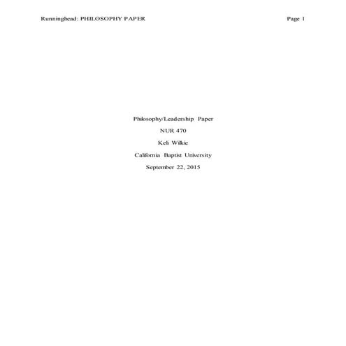 Philosophy Paper for Christian Leadership | DOCX