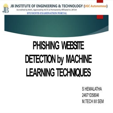 PHISHING URL DETECTION AND MALICIOUS LINK | PPTX