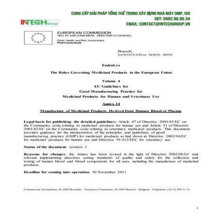 GMP EU annex 2 | PDF