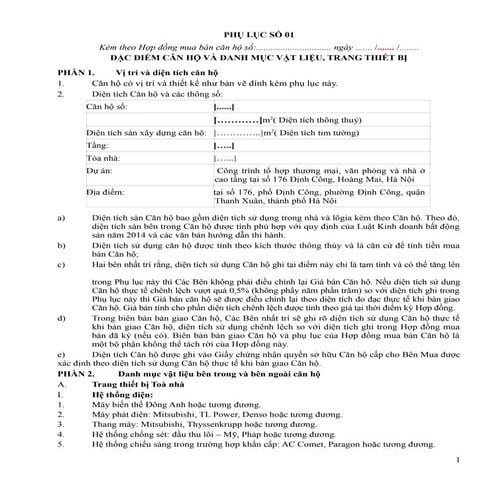 Phu luc hop dong 176 Dinh Cong | PDF