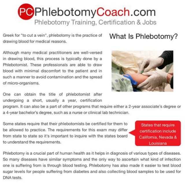 Phlebotomy Training Information | PDF