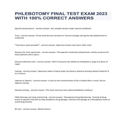 PHLEBOTOMY FINAL TEST EXAM 2023 WITH 100F.docx