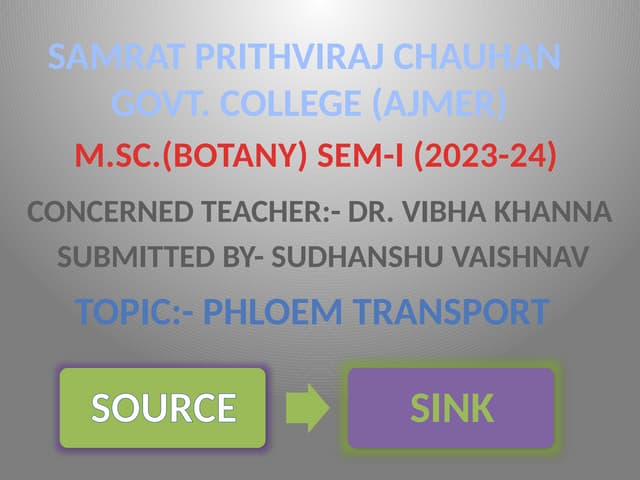 Transport in plants 7 translocation of assimilates | PPT