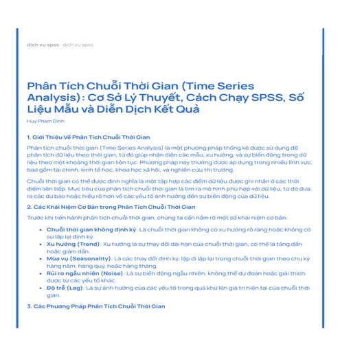Phân Tích Chuỗi Thời Gian (Time Series Analysis)_ Cơ Sở Lý Thuyết, Cách Chạy SPSS, Số Liệu Mẫu ...