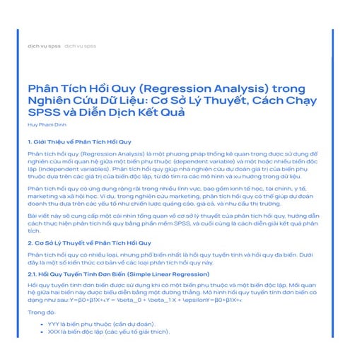 Phân Tích Hồi Quy (Regression Analysis) trong Nghiên Cứu Dữ Liệu_ Cơ Sở Lý Thuyết, Cách Chạy ...