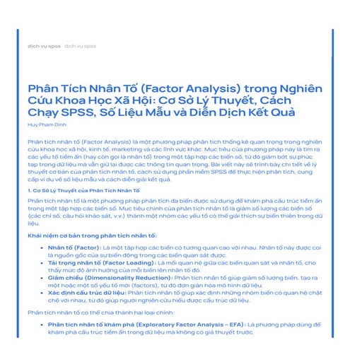 Phân Tích Nhân Tố (Factor Analysis) trong Nghiên Cứu Khoa Học Xã Hội_ Cơ Sở Lý Thuyết, Cách Chạy ...