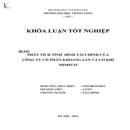 Phân tích tình hình tài chính của Công ty Cổ phần Khoáng sản và cơ khí ...