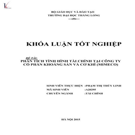 Phân tích tình hình tài chính tại Công ty Cổ phần Khoáng sản và Cơ khí ...
