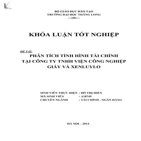 Phân tích tình hình tài chính tại Công ty TNHH Viện Công nghệ Giấy và ...