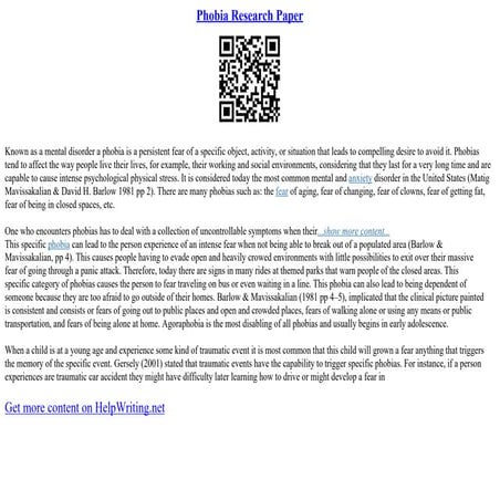 Phobia Research Paper | PDF