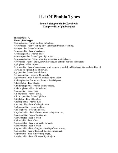 Fears and phobias | PPT