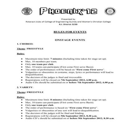Phoenix - Cultural Event - Rules & Requlations | PDF