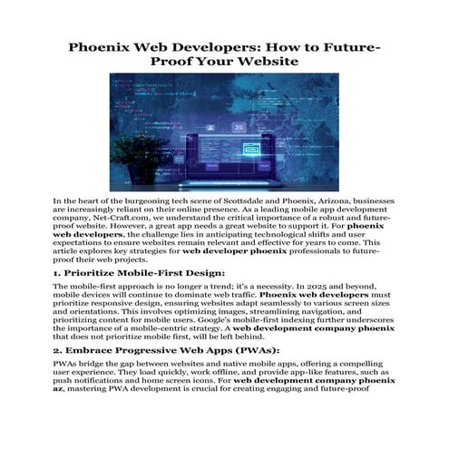 Phoenix Web Developers How to Future-Proof Your Website | PDF