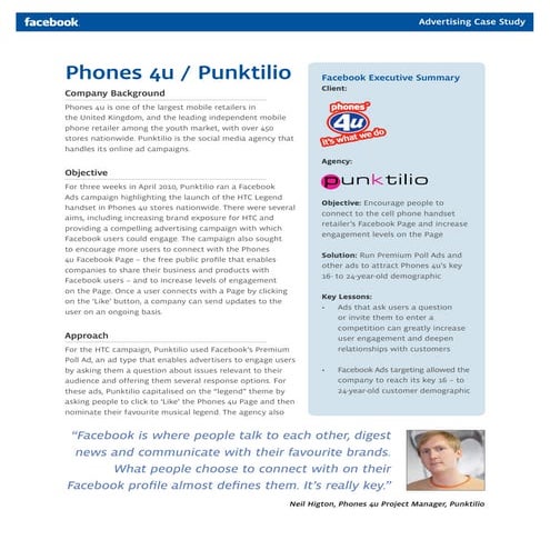 Phones 4u Facebook Advertising Case Study | PDF