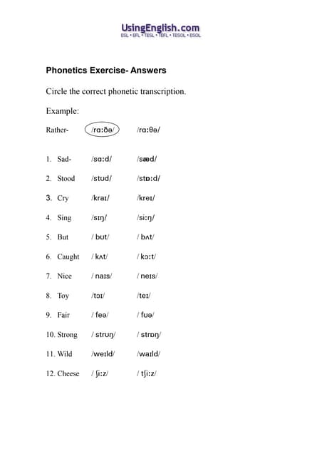 Phonetics exercise-1-answers | PDF