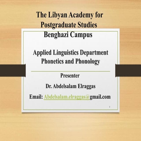 Phonetics Second Presentation about articulation | PDF