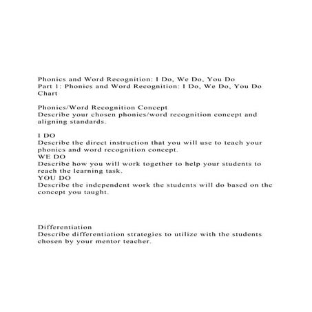 Phonics and Word Recognition I Do, We Do, You DoPart .docx