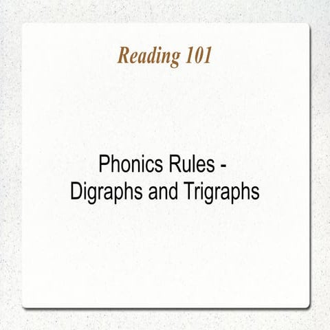LL Lower Primary 1A - Digraphs and Trigraphs (o) | PPT