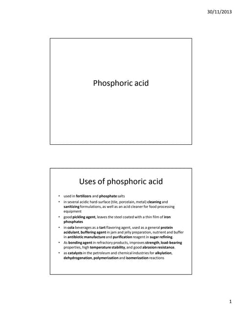 Phosphoric acid by sulphuric acid | PPTX | Chemistry | Science