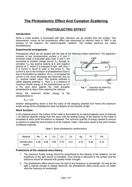 Planck constant using photoelectric effect | PPTX | Chemistry | Science