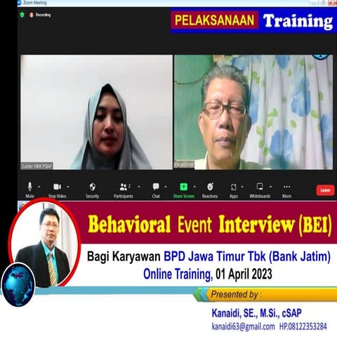 PELAKSANAAN + Link2 MATERI Training "Behavioral Event Interview (Wawancara Behavioral)". | PPTX