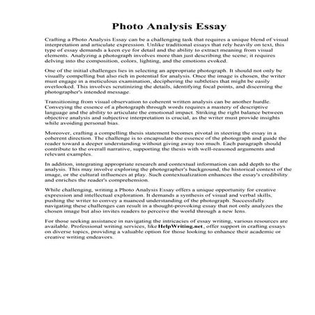 Photo Analysis Essay.pdf | Photography | Arts and Crafts