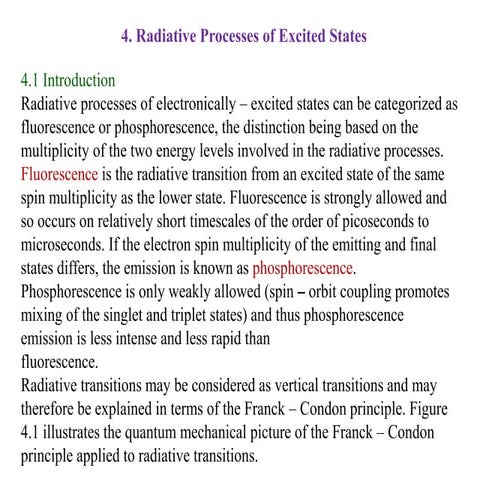 Radiative Processes of Excited States | PPTX