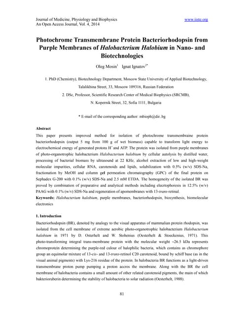 BACTERIAL RHODOPSIN. | PPTX