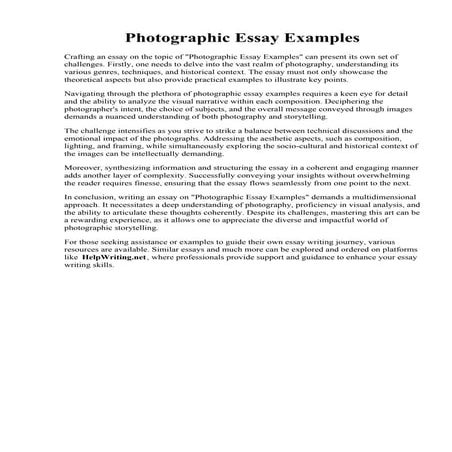 Photographic Essay Examples | PDF