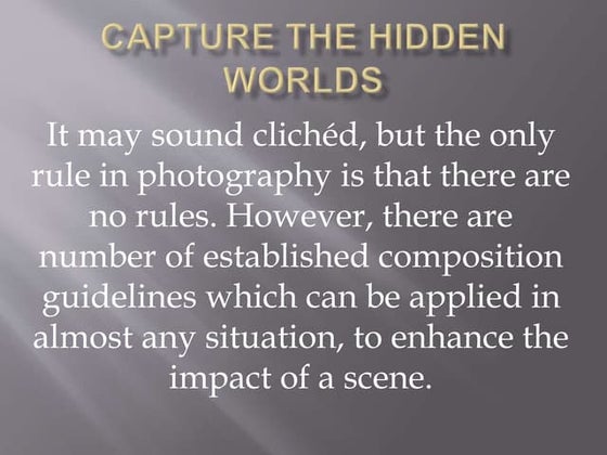 20 rules of photo composition | PPTX | Photography | Arts and Crafts