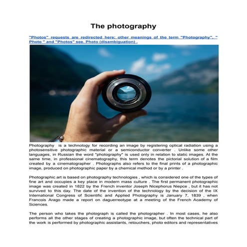 Photography | PDF | Cameras and Camcorders | Consumer Electronics
