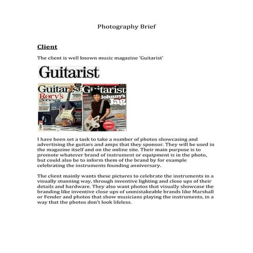 Photography brief | PDF | Photography | Arts and Crafts
