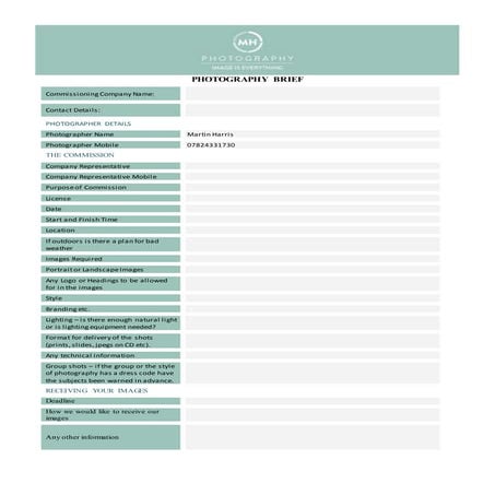 Photography brief | DOCX | Photography | Arts and Crafts