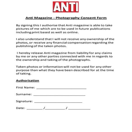 Photography consent form | DOCX