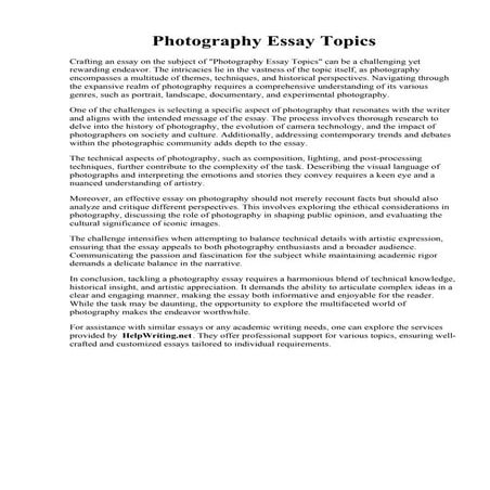 Photography Essay Topics. Photo essay example. These 4 Photo Essay ...