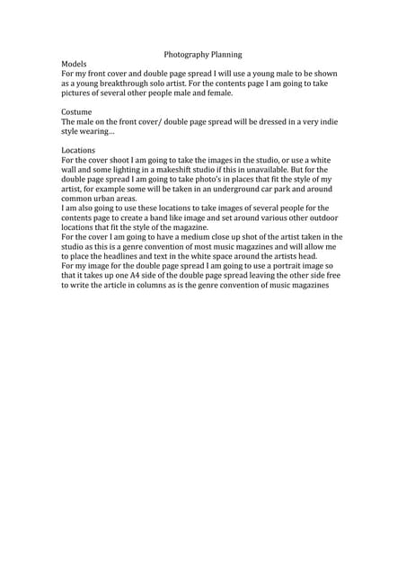 Photoshoot planning | PPT