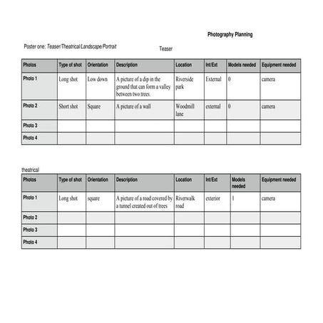 Photography planning document planning updated | PPT