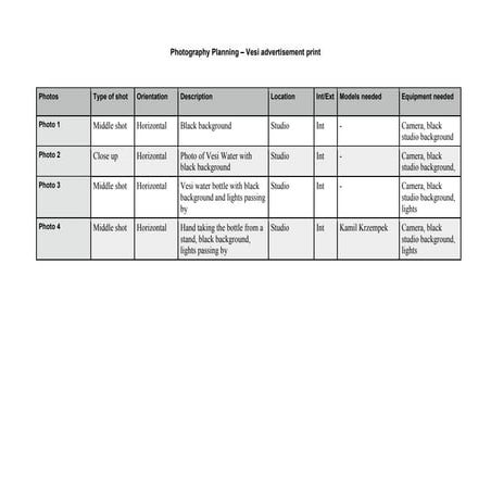 Photography planning .docx | Technology & Computing