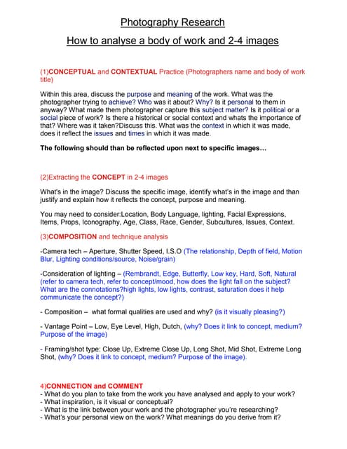 How to analyse a body of work | PPT